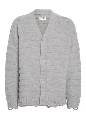 MAISON MARGIELA Wool-blend Distressed Cardigan - Grey