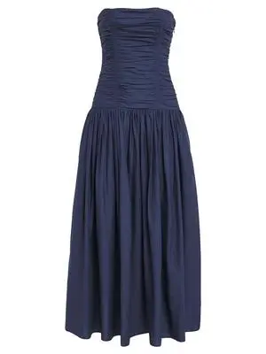 Matteau Organic Cotton Strapless Midi Dress - Blue