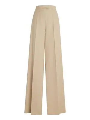 Max Mara Stretch-cotton Wide-leg Trousers - Beige