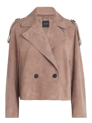 Max Mara Suede Short-line Trench Coat - Brown