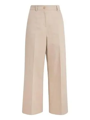 Max Mara Cotton Straight Trousers - Beige
