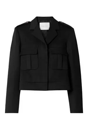 Veronica De Piante Birdie Cropped Wool-blend Twill Jacket - Black