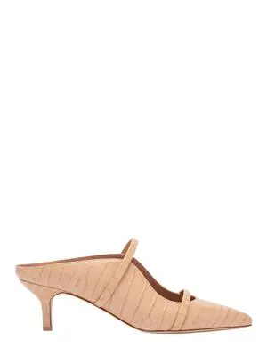 MALONE SOULIERS Croc-embossed Leather Maureen Heeled Mules - Beige