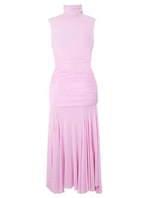 Magda Butrym Asymmetric Ruched Jersey Dress - Pink