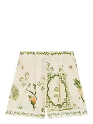Agua Bendita Rommy Wild Embroidered Linen Shorts - Cream