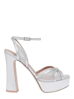 MALONE SOULIERS Metallic Mesh Sylvie Platform Sandals 125 - Silver