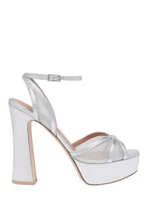 MALONE SOULIERS Metallic Mesh Sylvie Platform Sandals 125 Silver