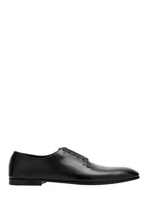 FERRAGAMO Alicante Tramezza Calfskin Derby Shoes - Black