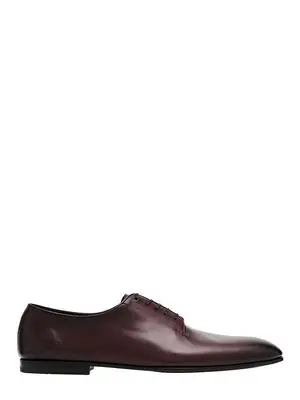 FERRAGAMO Alicante Tramezza Calfskin Derby Shoes - Cordovan