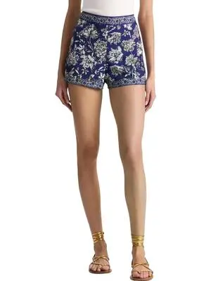 Alice + Olivia Hera Floral-print Shorts - Blue