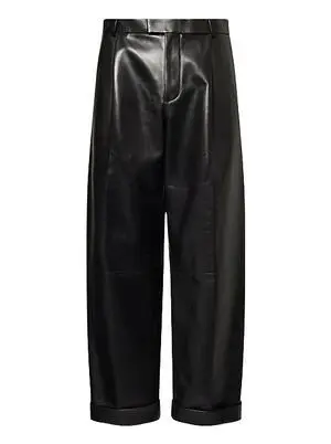 Bottega Veneta Regular-fit Straight-leg Leather Trousers - Black