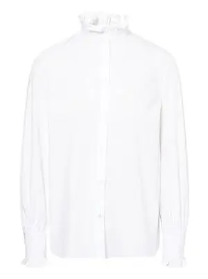 Valentino Garavani Ruffle-trim Long-sleeve Cotton Shirt - Bianco Ottico