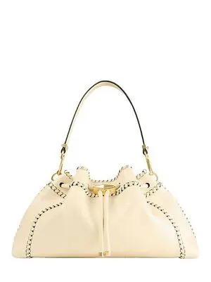 JIMMY CHOO Cinch Medium Snakeskin-embossed Leather Shoulder Bag - Buttermilk/gold