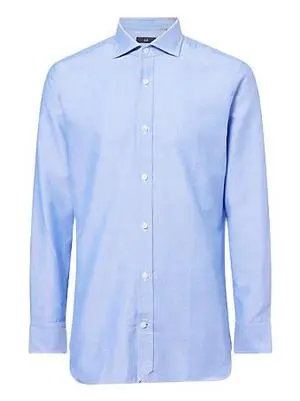 Dunhill Oxford Long-sleeve Cotton-cashmere Blend Shirt - Blue