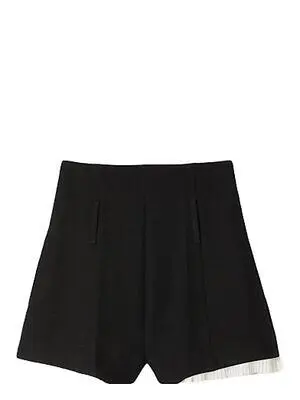 Sandro Contrast Trim High-rise Stretch-woven Shorts - Black