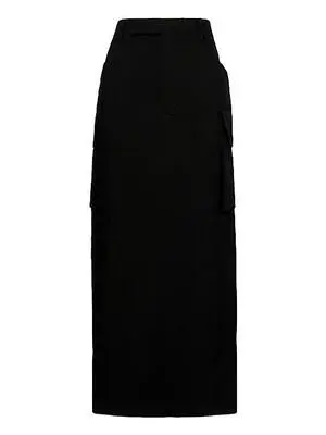 Rick Owens Firbanks Slit Wool Midi Skirt - Black