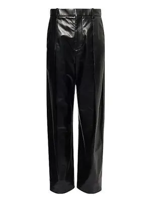 Bottega Veneta Tapered-leg Pleated Leather Trousers - Black