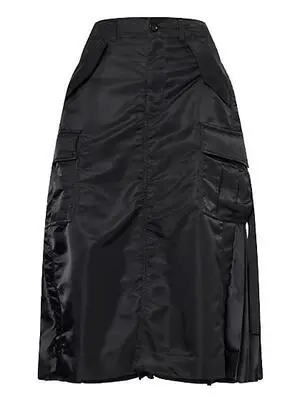Sacai Pleated Woven Midi Skirt - Black