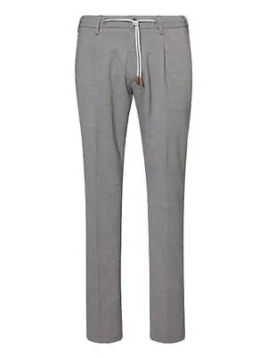 Eleventy Tapered-leg Stretch-wool Trousers - Light Melange Gray