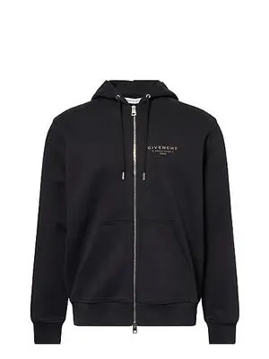 Givenchy Brand-print Cotton-jersey Hoody - Black