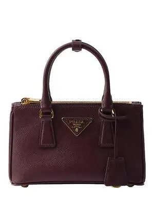 Prada Galleria Mini Leather Tote Bag Burgundy