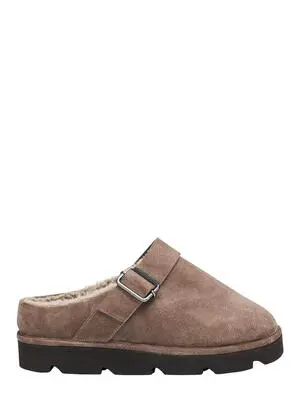 Brunello Cucinelli Shearling-lined Suede Mules - Grey