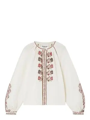 Isabel Marant Lynne Embroidered Cotton-gauze Blouse - Ecru