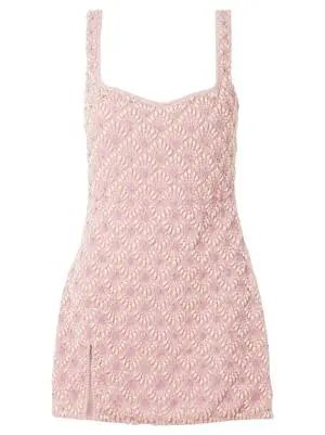 CLIO PEPPIATT Ariel Embellished Beaded Tulle Mini Dress - Pink