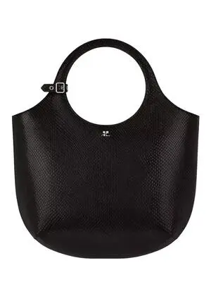 COURREGES Medium Holy Leather Tote Bag - 9999 - Black
