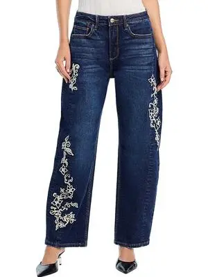 DRIFTWOOD Elaine X Raised Rode Barrel Leg Jeans - Dark Wash
