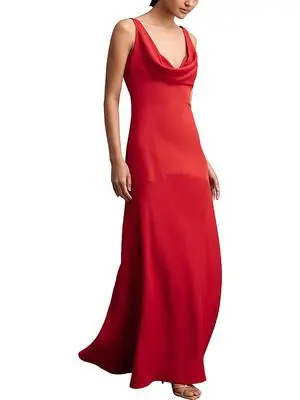 REISS Vanessa Cowl Neck Maxi Dress - Red