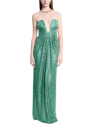 Bcbgmaxazria Plunging Neck Evening Gown - Mint