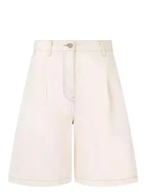 STUDIO TOMBOY Pleated Denim Shorts - White