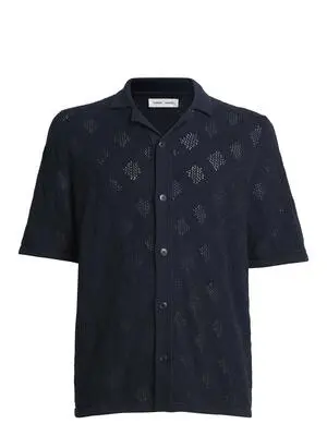 SAMSOE SAMSOE Organic Cotton-wool Crochet Shirt - Navy