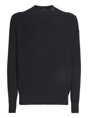 Moncler Cotton Waffle-Knit Sweater Black