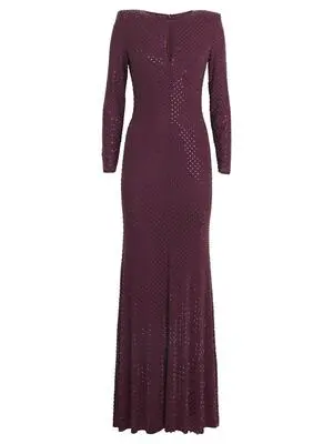 SELF-PORTRAIT Crystal Embellished Maxi Dress - Burgundy