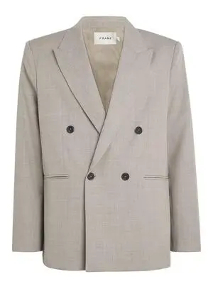 FRAME Wool Double-breasted Blazer - Brown