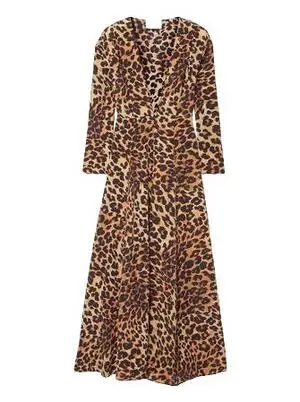 We Are Leone Silk Leopard-print Overcoat - Brown