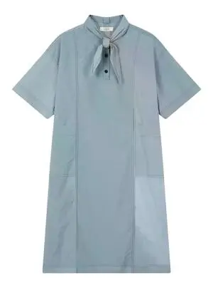 STUDIO TOMBOY Collared Shirt Dress With Tie Neck - Blue