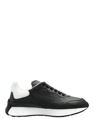 Alexander McQueen Leather Logo Trainers - Black