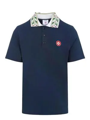 Casablanca Laurel Cotton Polo Shirt - Blue