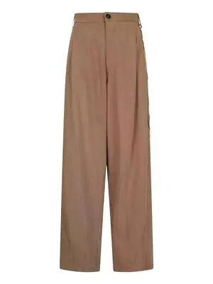 DARKPARK Chain-embellished Pleated Trousers - Brown