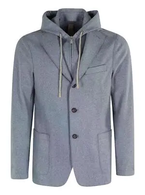 Eleventy Hooded Three-button Jacket - Blue