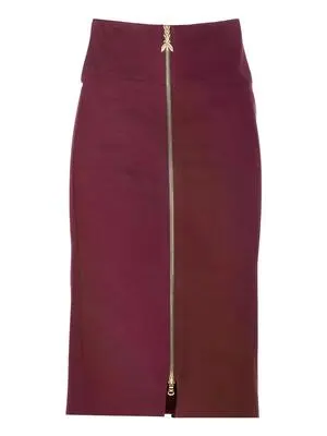 Patrizia Pepe Logo-embellished Zip-front Midi Skirt - Red