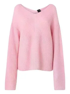 Pinko V-neck Ribbed Knit Sweater - Pink