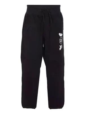 Y3 Graphic-logo Cuffed Trousers - Black