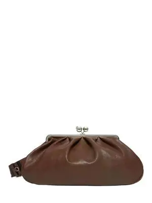 Max Mara Large Pasticcino Leather Clutch - Brown