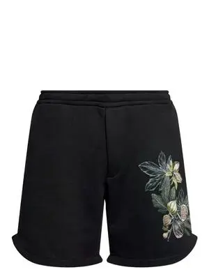 Emporio Armani Embroidered Cotton Shorts - Black
