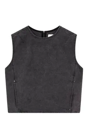 STUDIO TOMBOY Sleeveless Denim Vest - Black