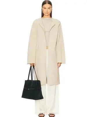 TOTEME Collarless Suede Coat - Peanut